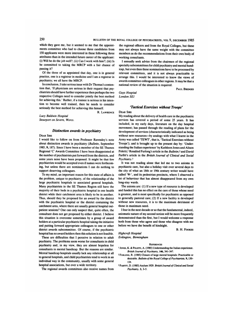 Tactical Exercises Without Troops | PDF | Psychiatry | Psychiatric Hospital