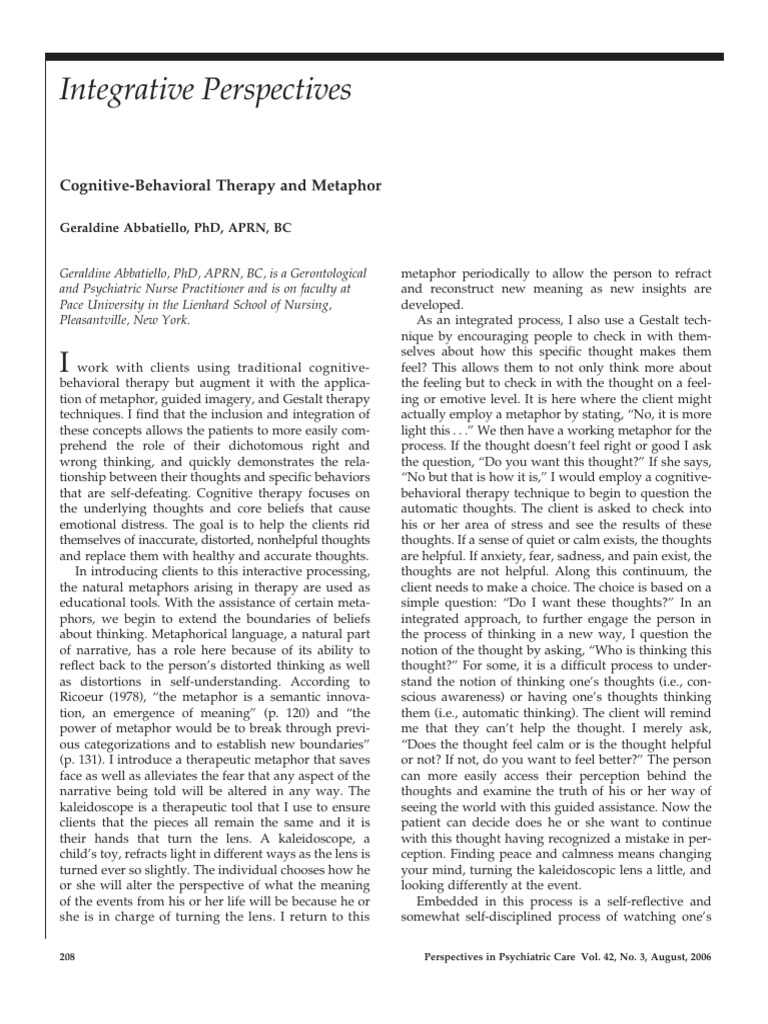 Integrating Metaphor in CBT Therapy | PDF | Psychotherapy | Thought