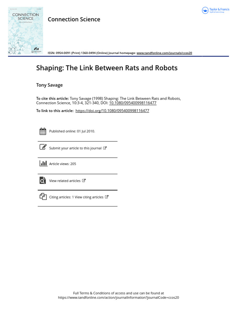 Shaping the Link Between Rats and Robots | PDF | Reinforcement ...