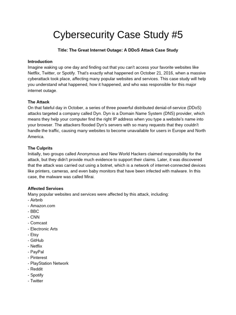 Cybersecurity Case Study 5 Dyn Pdf Security Engineering Cybercrime