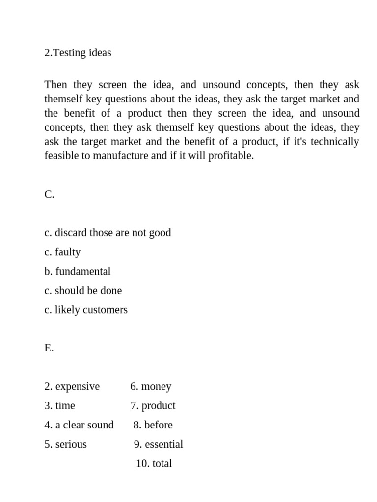 Idea Screening and Testing Process | PDF
