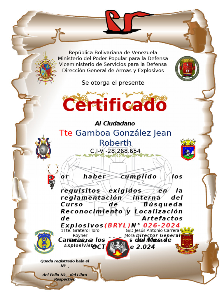 Diploma Daex Bryl 01 | PDF | Venezuela | Ministerios de defensa