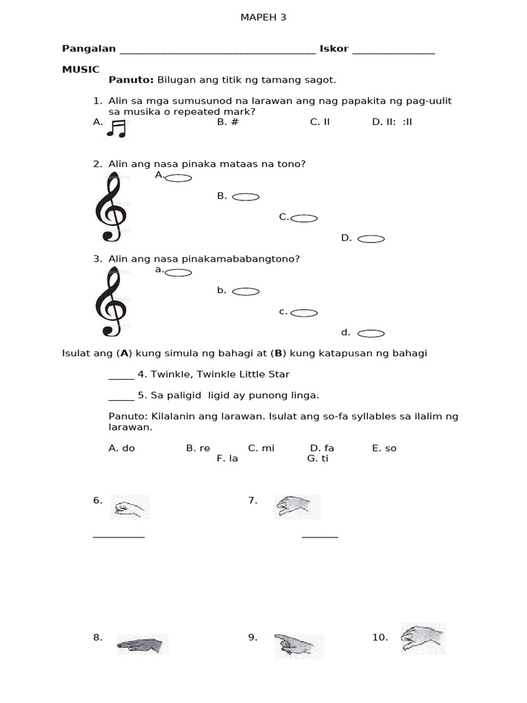 Mapeh 3 Reiewer Pdf