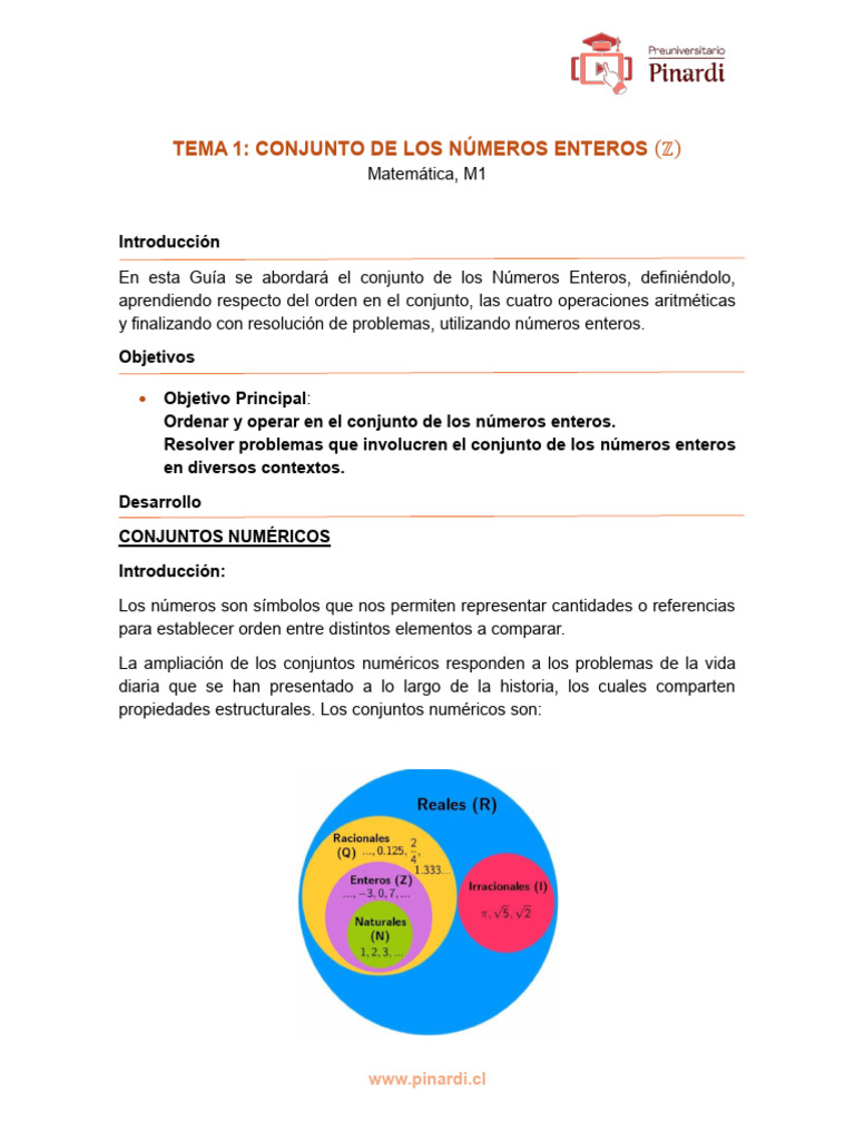 Guía 1 - Números Enteros | PDF | Números | Entero