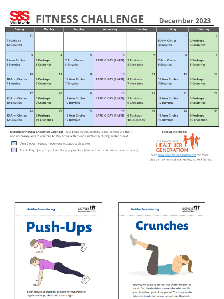 Fitness-Challenge-Calendar-December-2023 | PDF | Aerobic Exercise