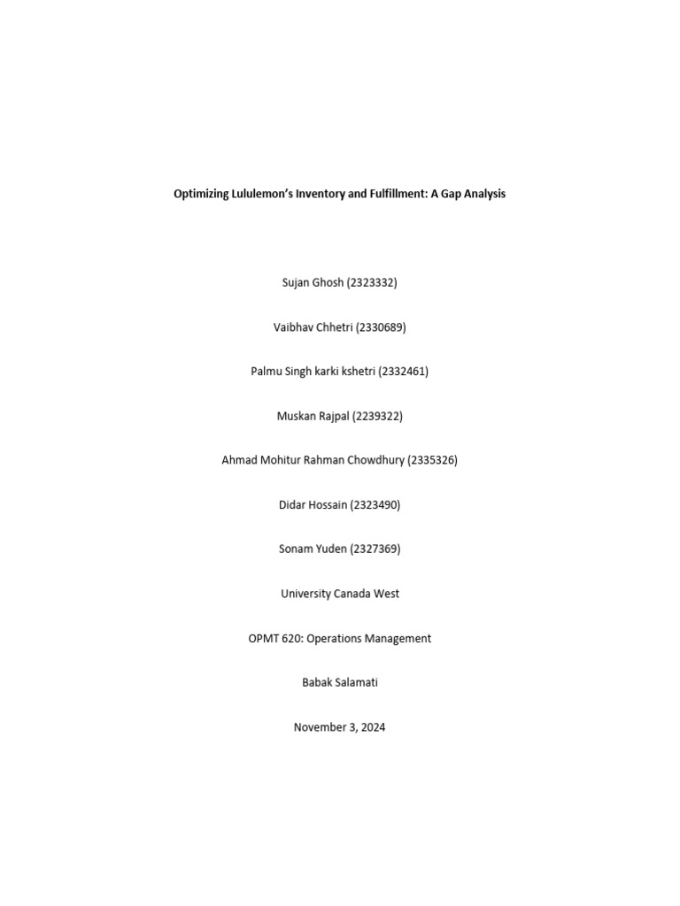 Optimizing Lululemon's Inventory and Fulfillment-A Gap Analysis-Section ...