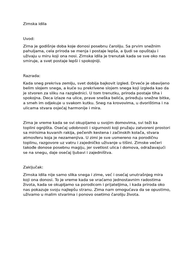 Sastav Zimska Idila | PDF