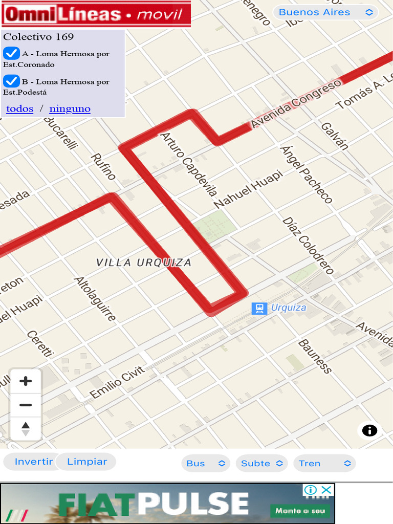 Recorrido de la Línea 169 en Buenos Aires 3 | PDF