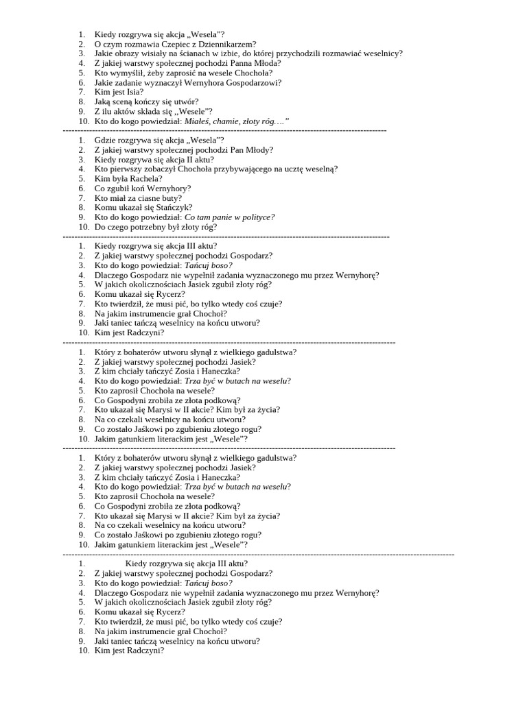 Wesele - Test | PDF
