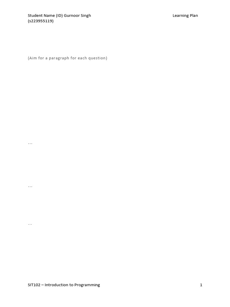 STUDY PLAN | PDF | Computer Programming | Cognition