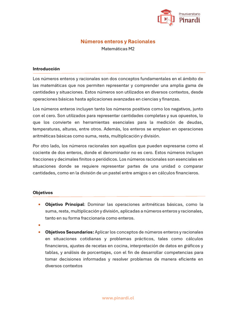 Guía 1 - Números Enteros y Racionales | PDF | Números | Número racional