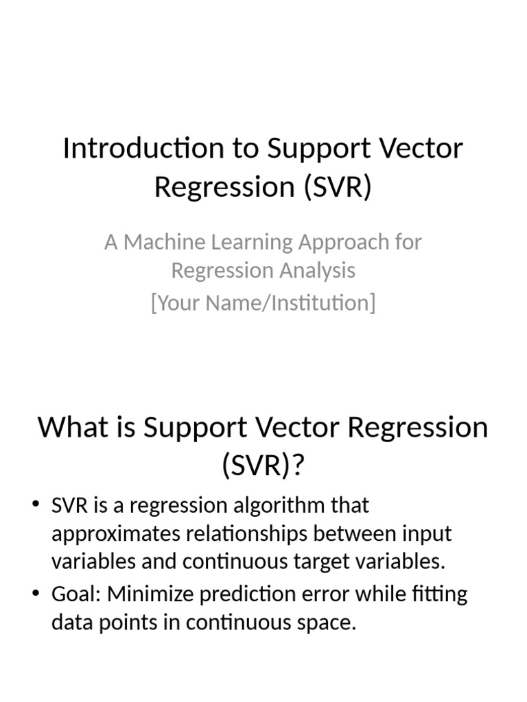 Introduction to Support Vector Regression | PDF | Support Vector Machine | Data Analysis