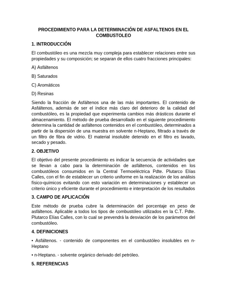 Procedimiento para La Determinación de Asfaltenos en El Combustoleo | PDF