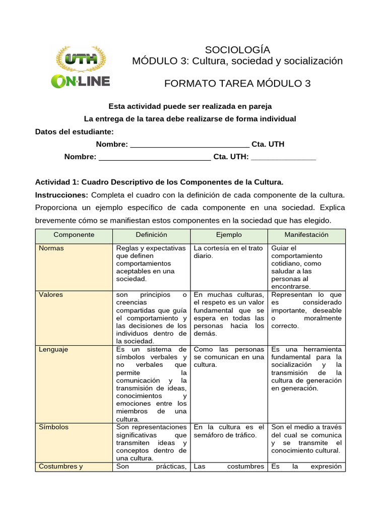 Formato Tarea Modulo 3. | PDF | Sociedad | Institución