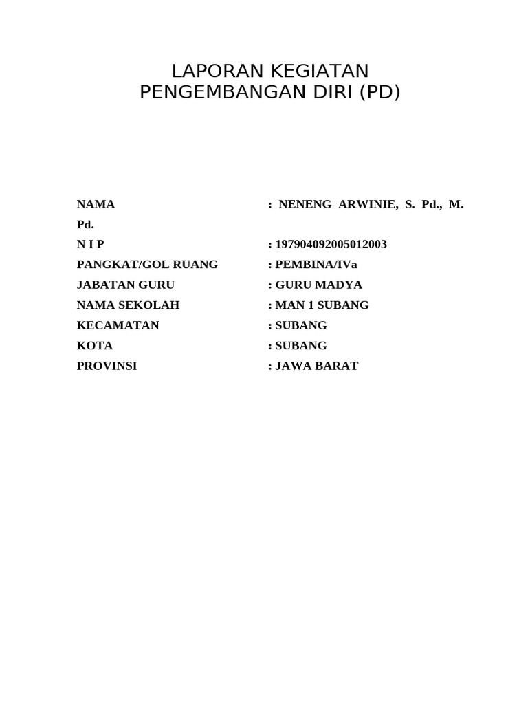 LAPORAN PD Instruktur Bimtek Des 2021 | PDF