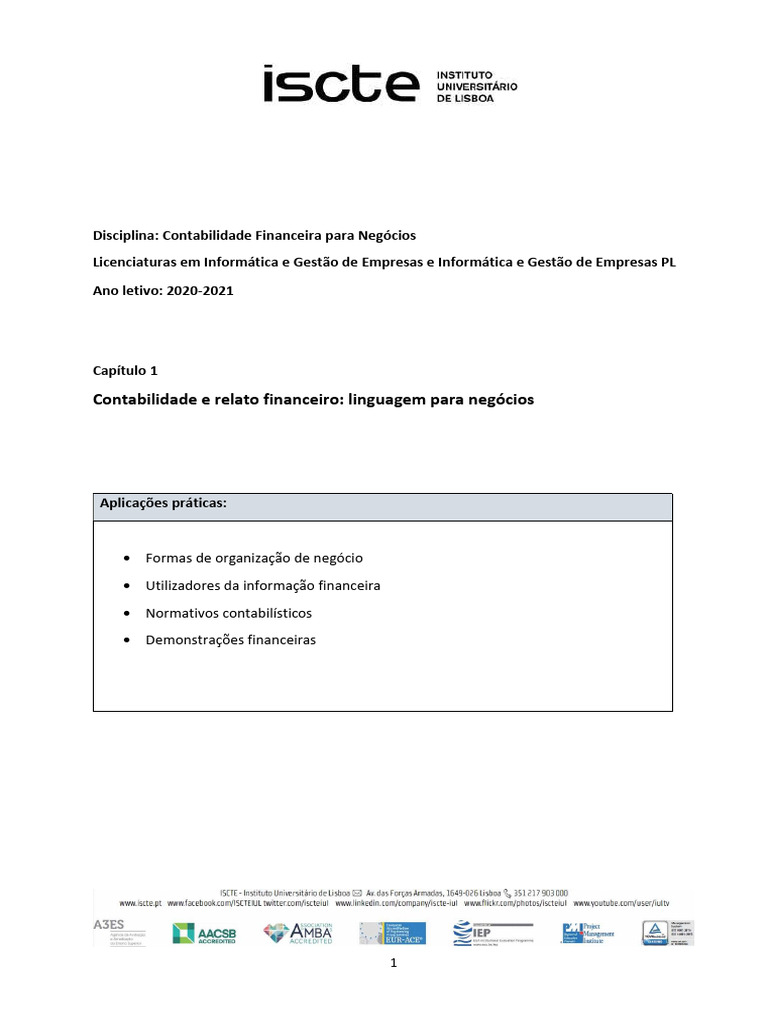 Casos Cap?tulo 1 - Enunciado | PDF | Contabilidade | Fluxo de caixa