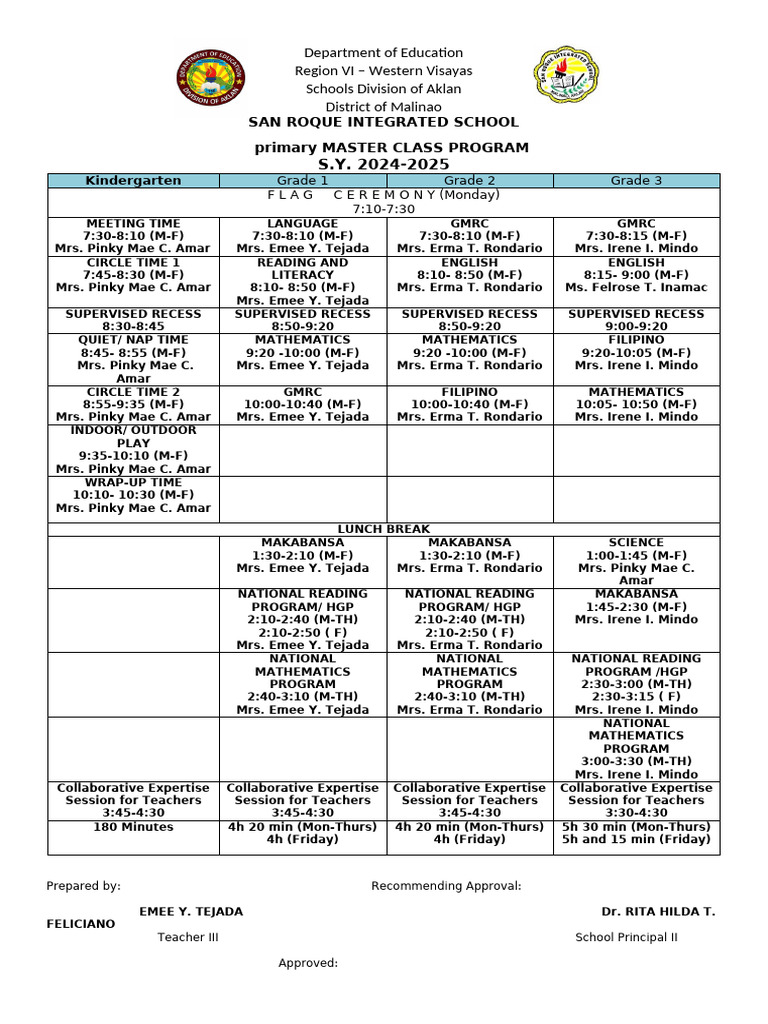 Primary Master Class Program 2024-2025 | PDF