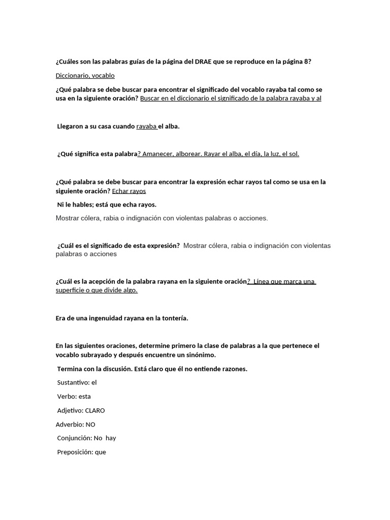 Cuáles son las palabras guías de la página del DRAE que se reproduce en ...