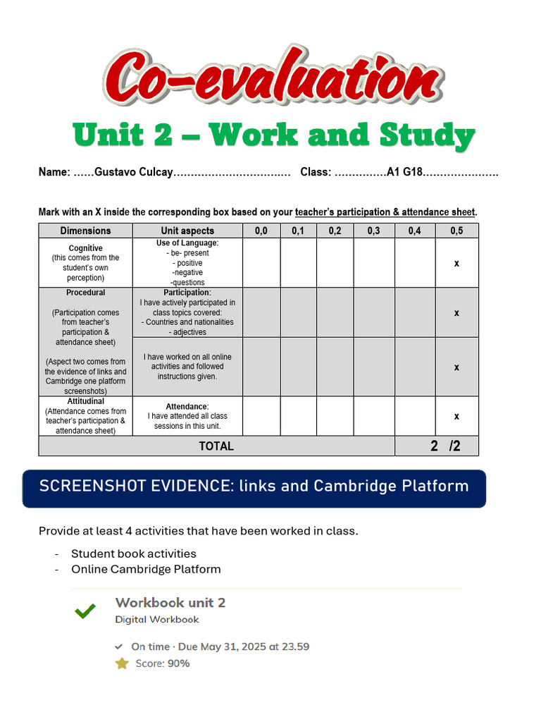 Co-Evaluation - Unit 2 | PDF