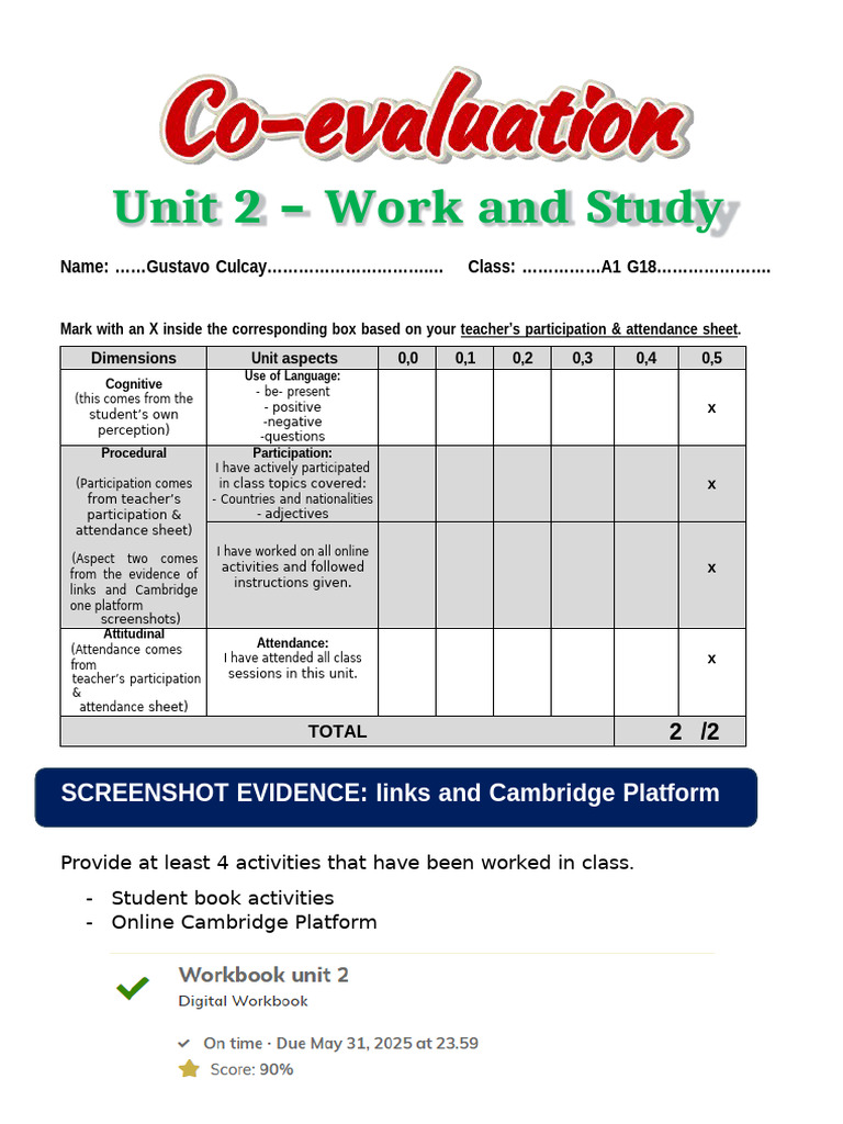 Co-Evaluation - Unit 2 | PDF