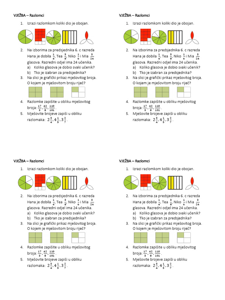 VJEŽBA Ponavljanje-5.razreda | PDF