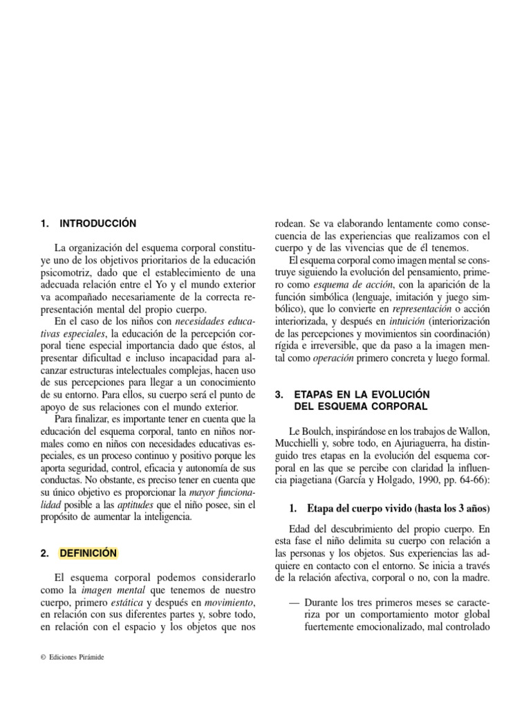 Tema 2. Esquema Corporal | PDF | Músculo | Mente