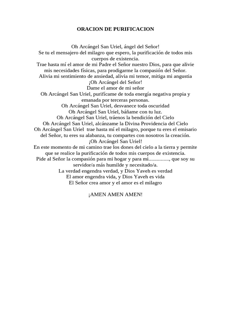 Oracion de Purificacion | PDF