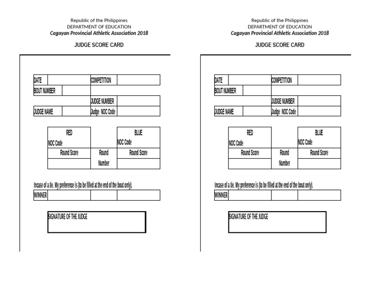 Judge Score Card | PDF