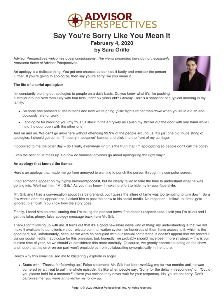 Say Youre Sorry Like You Mean It | PDF | Empathy