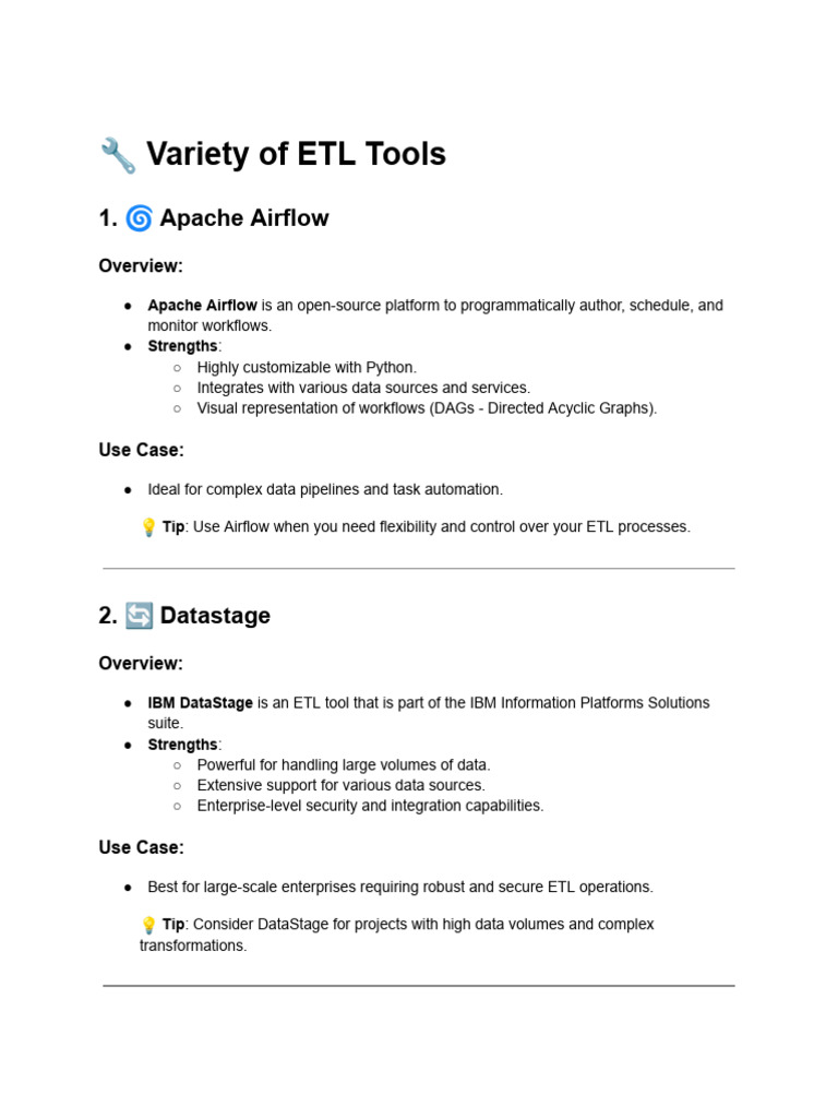 Variety Of Etl Tools Pdf Cloud Computing Apache Hadoop