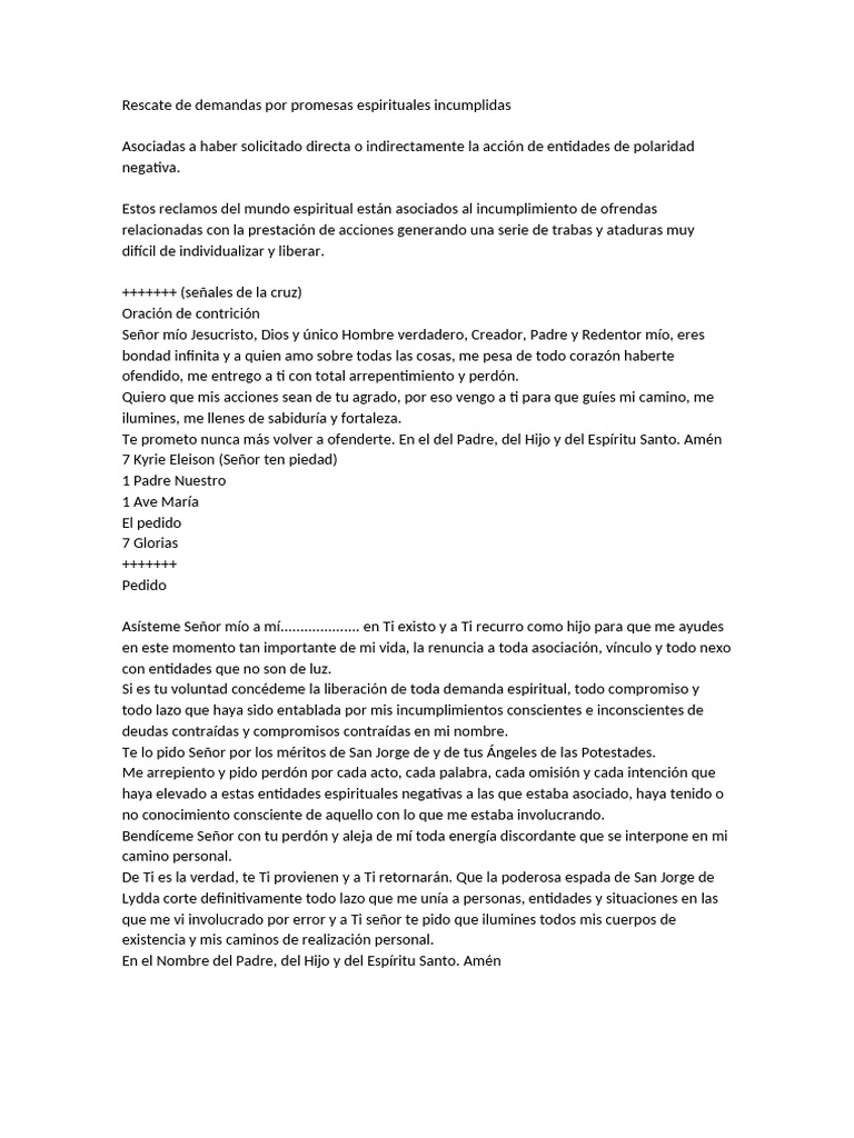 Liberación de Demandas Espirituales | PDF