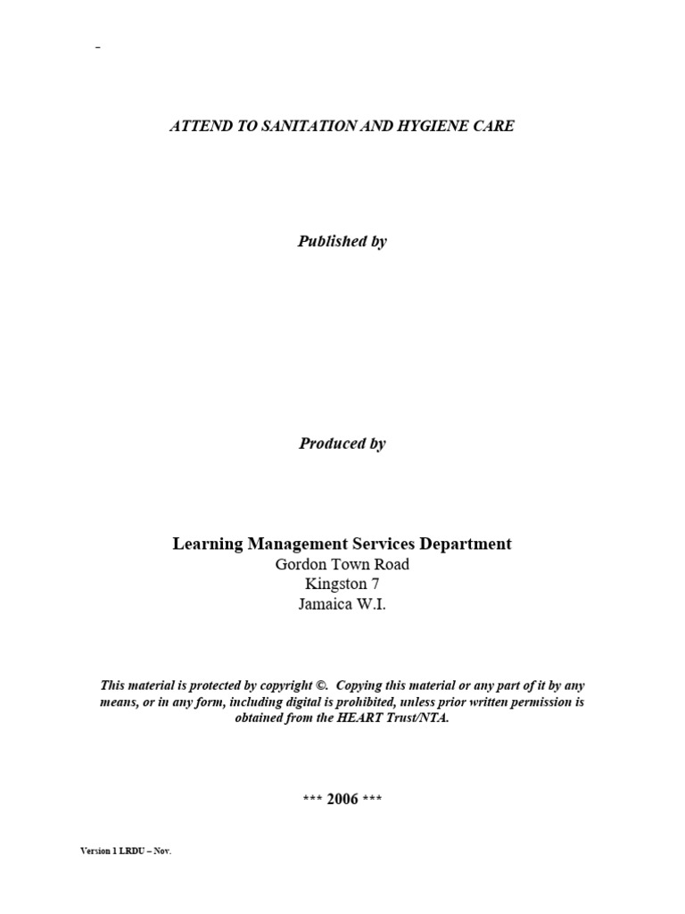 CSAHCA0042A Attend To Sanitation and Hygiene Care | PDF | Medicine ...