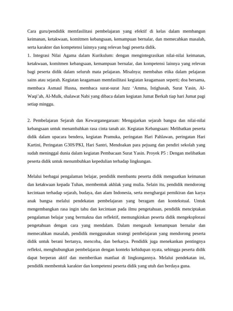 Deskripsi Isian Butir 4 Akreditasi Sekolah | PDF