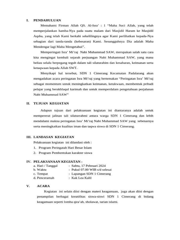 Proposal Isra Mir'Aj | PDF