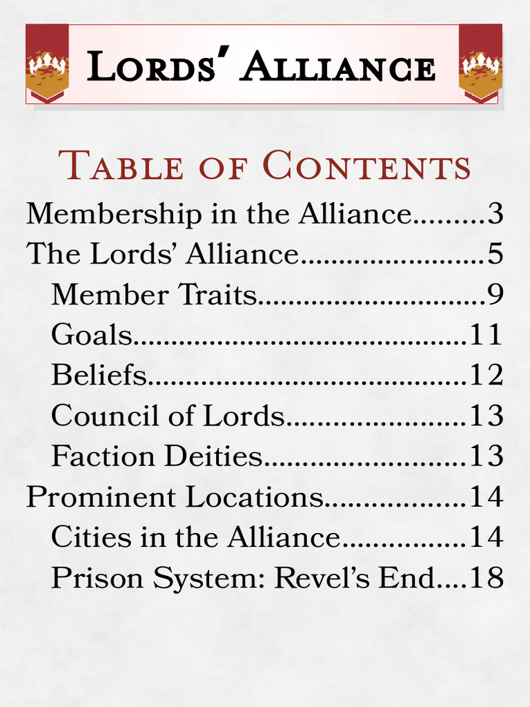 Lords' Alliance Membership & Ranks | PDF | Prison