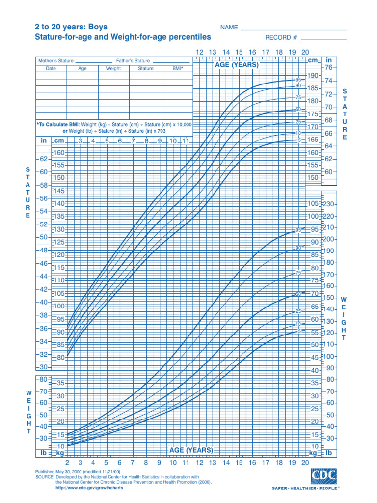 CDC boy growth chart | PDF | Human Size