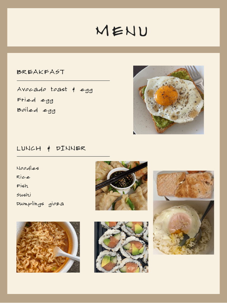 Beige Simple Minimalist Food Menu | PDF