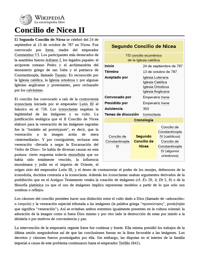 Concilio de Nicea II | PDF | Familias denominacionales cristianas