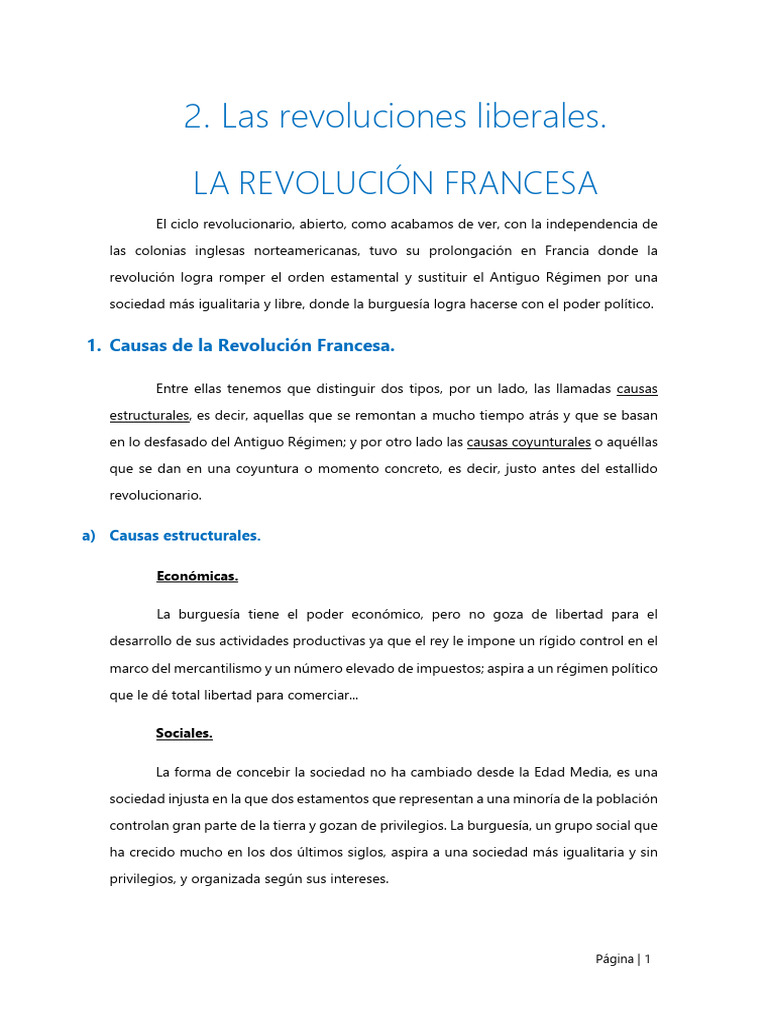Causas y Etapas de la Rev. Francesa | PDF | Napoleón | revolución Francesa
