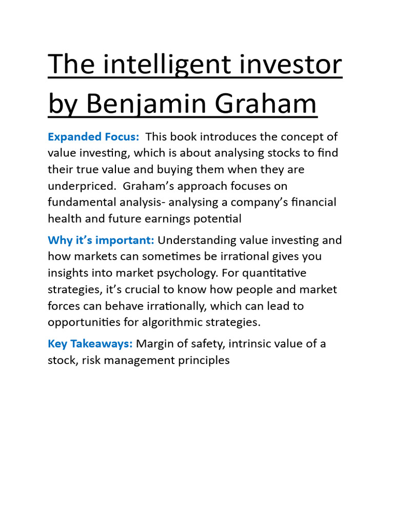 The Intelligent Investor by Benjamin Graham | PDF
