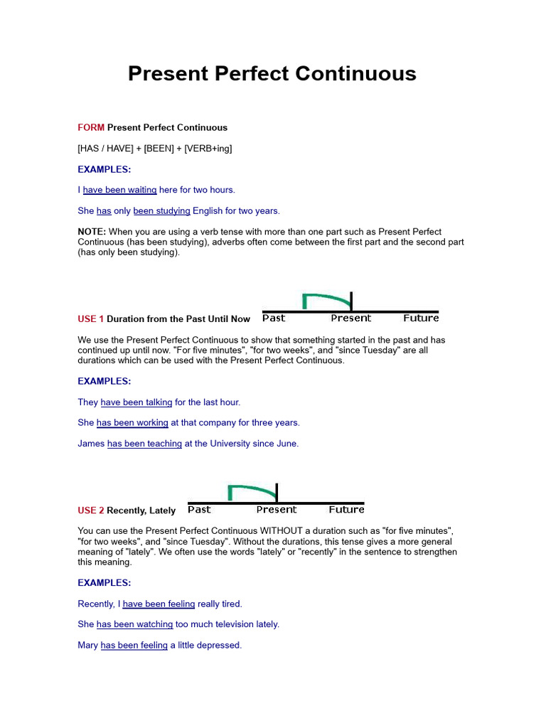 Present Perfect Continuous.docx | PDF