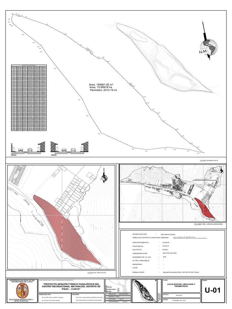 0u-01 Plano Perimetrico, Ubicacion, Localizacion y Topografico | PDF