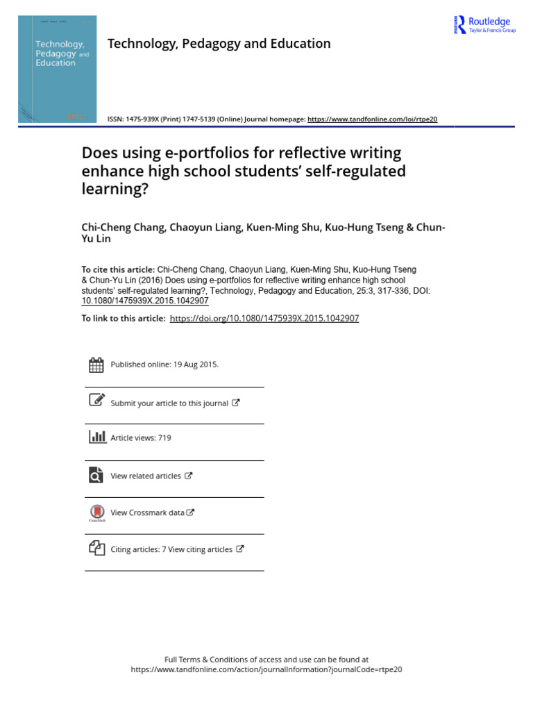 Does using e portfolios for reflective writing enhance high school ...