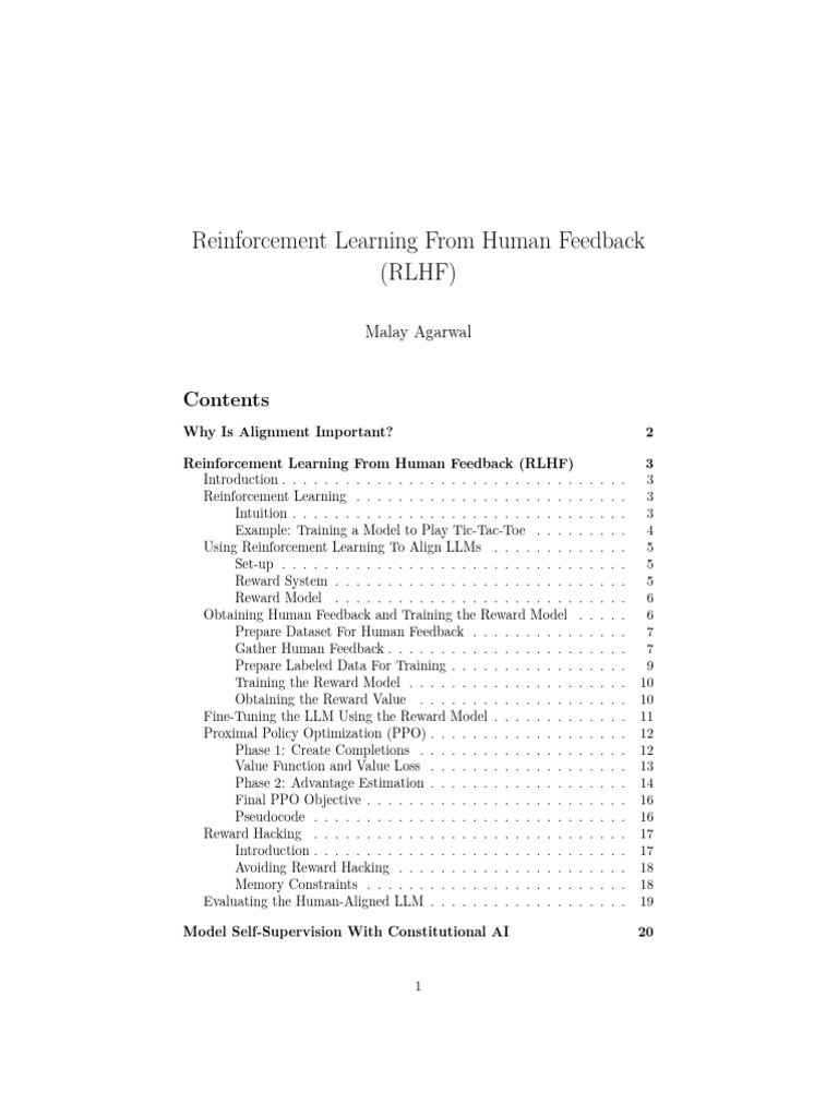 Reinforcement Learning From Human Feedback (RLHF) | PDF | Learning ...