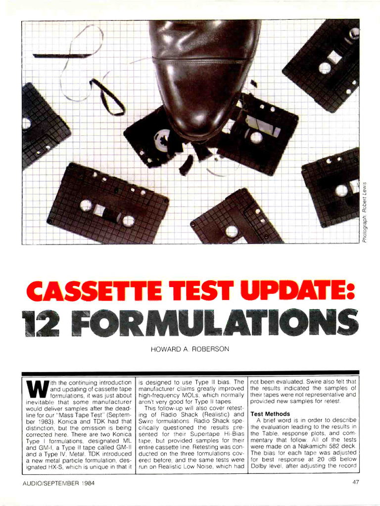 AUDIO 1984-09 - Cassette Test 12 Formulations | PDF | Hearing | Signal ...