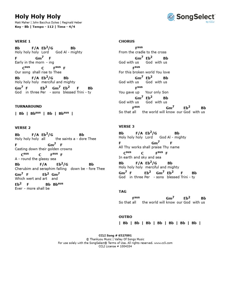 Holy Holy Holy Chords BB | PDF