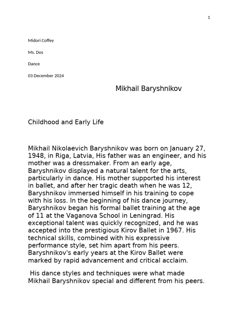 Dance Essay | PDF | Ballet | Dances