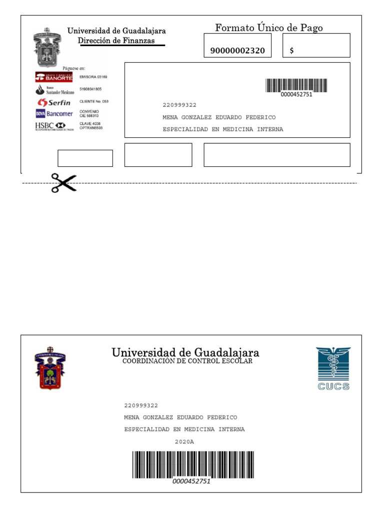 Universidad De Guadalajara Formato único De Pago Pdf