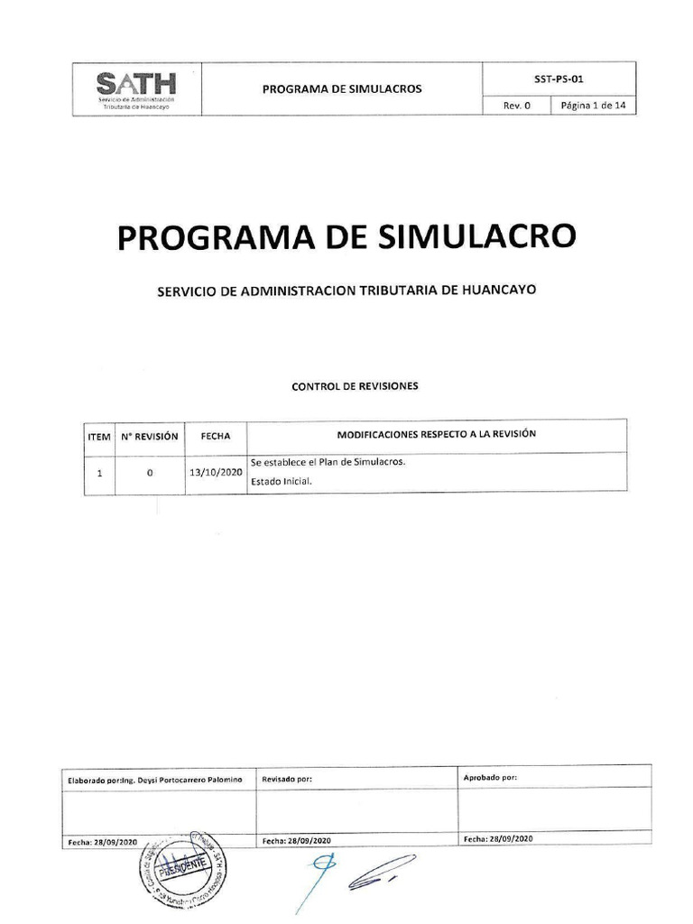 Programa Simulacro SST | PDF