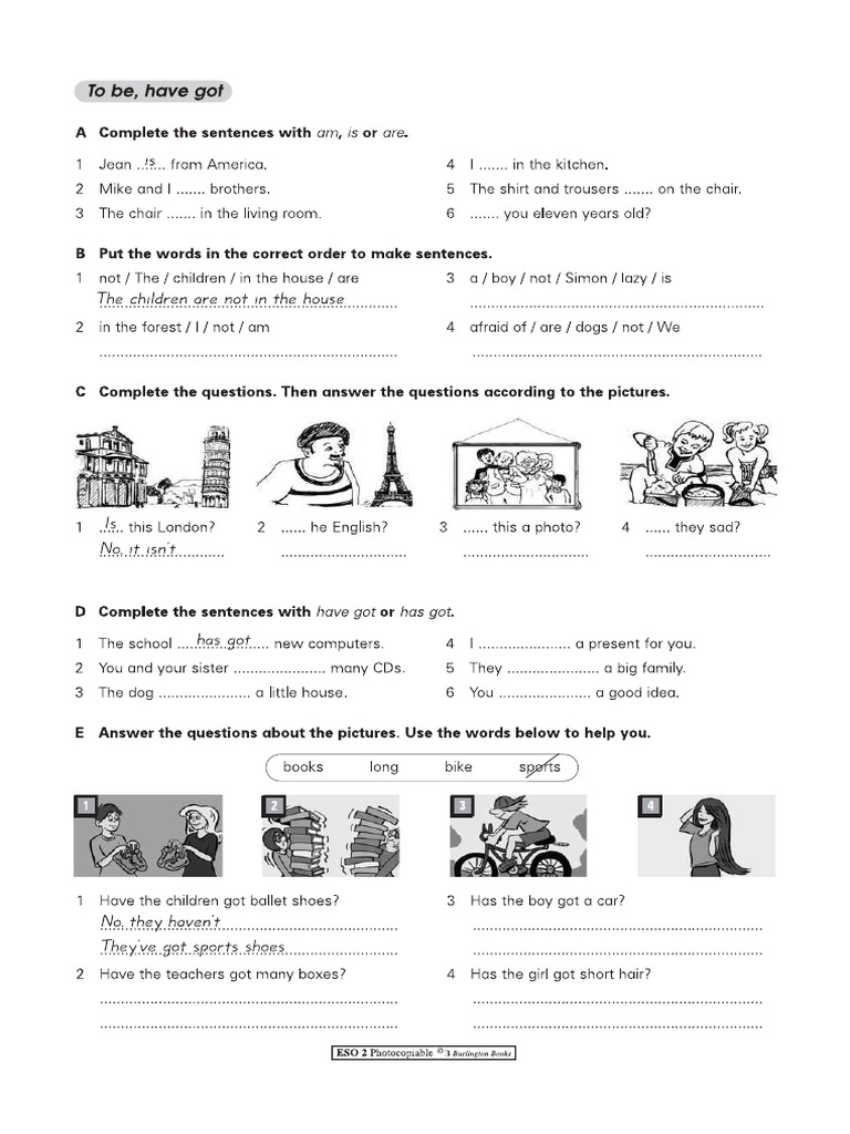 Be Have Got Homework | PDF